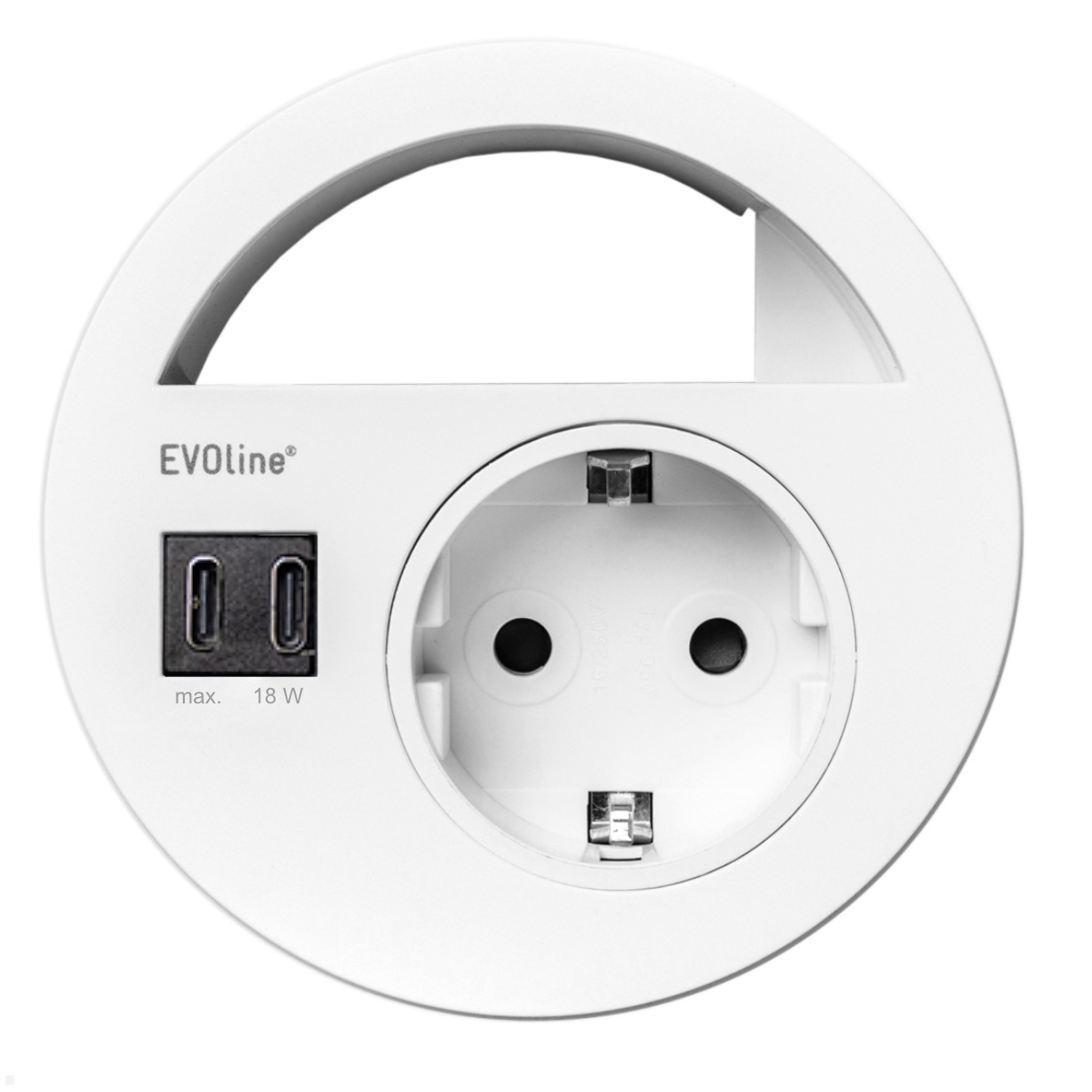 Desk built-in socket USB-C/C EVOline Circle80