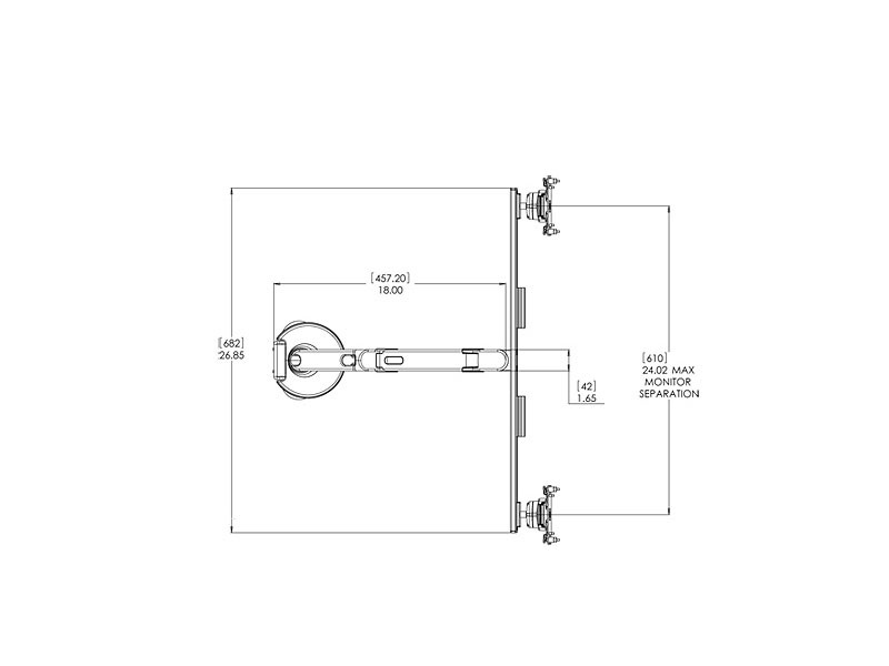 Humanscale M8 Dual Tabel Mount (Through Desk) Crossbar, silver buy ...