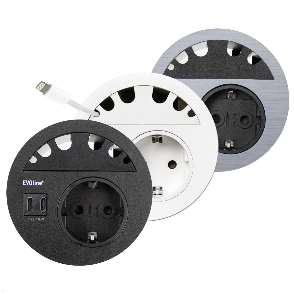 Built-in socket USB-C/C EVOline Circle80 cable guide
